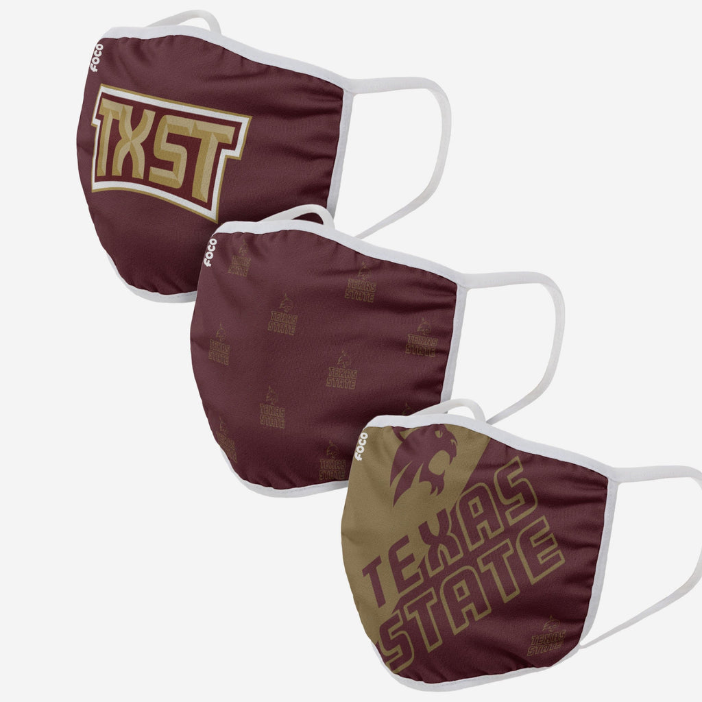 Texas State Bobcats 3 Pack Face Cover FOCO