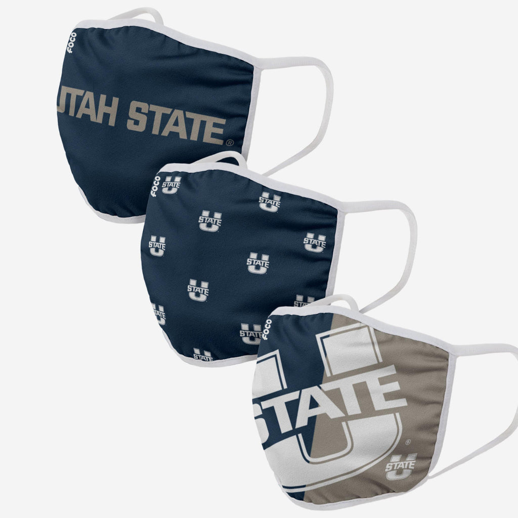 Utah State Aggies 3 Pack Face Cover FOCO