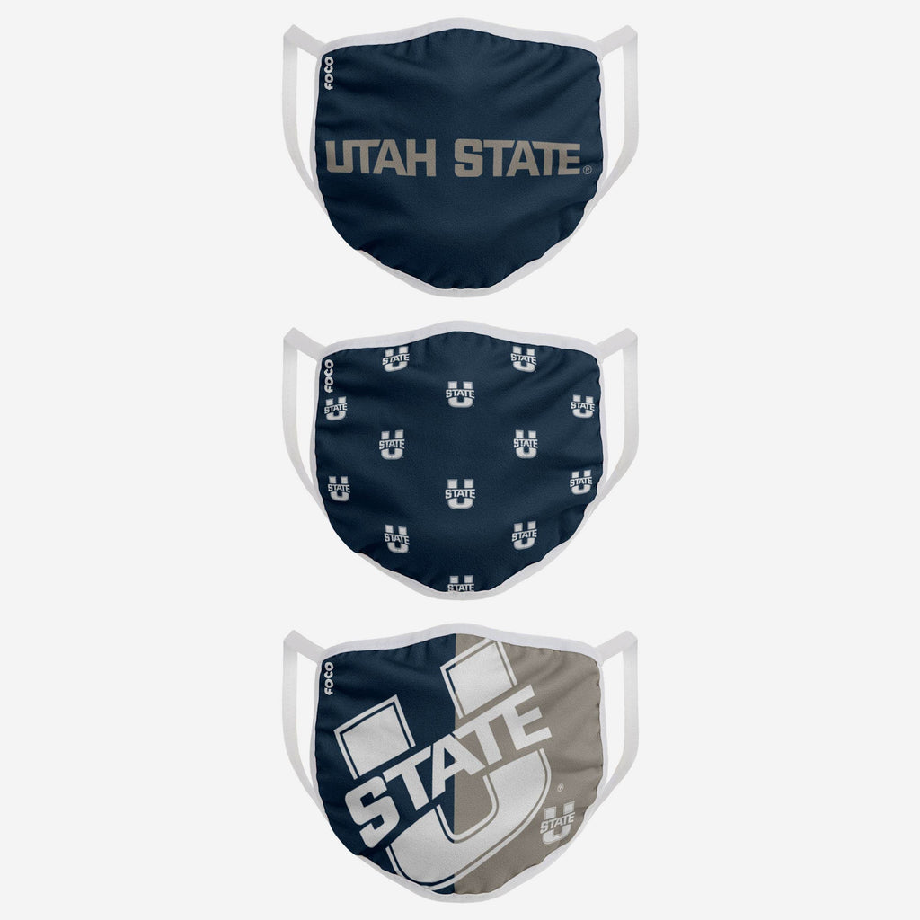 Utah State Aggies 3 Pack Face Cover FOCO