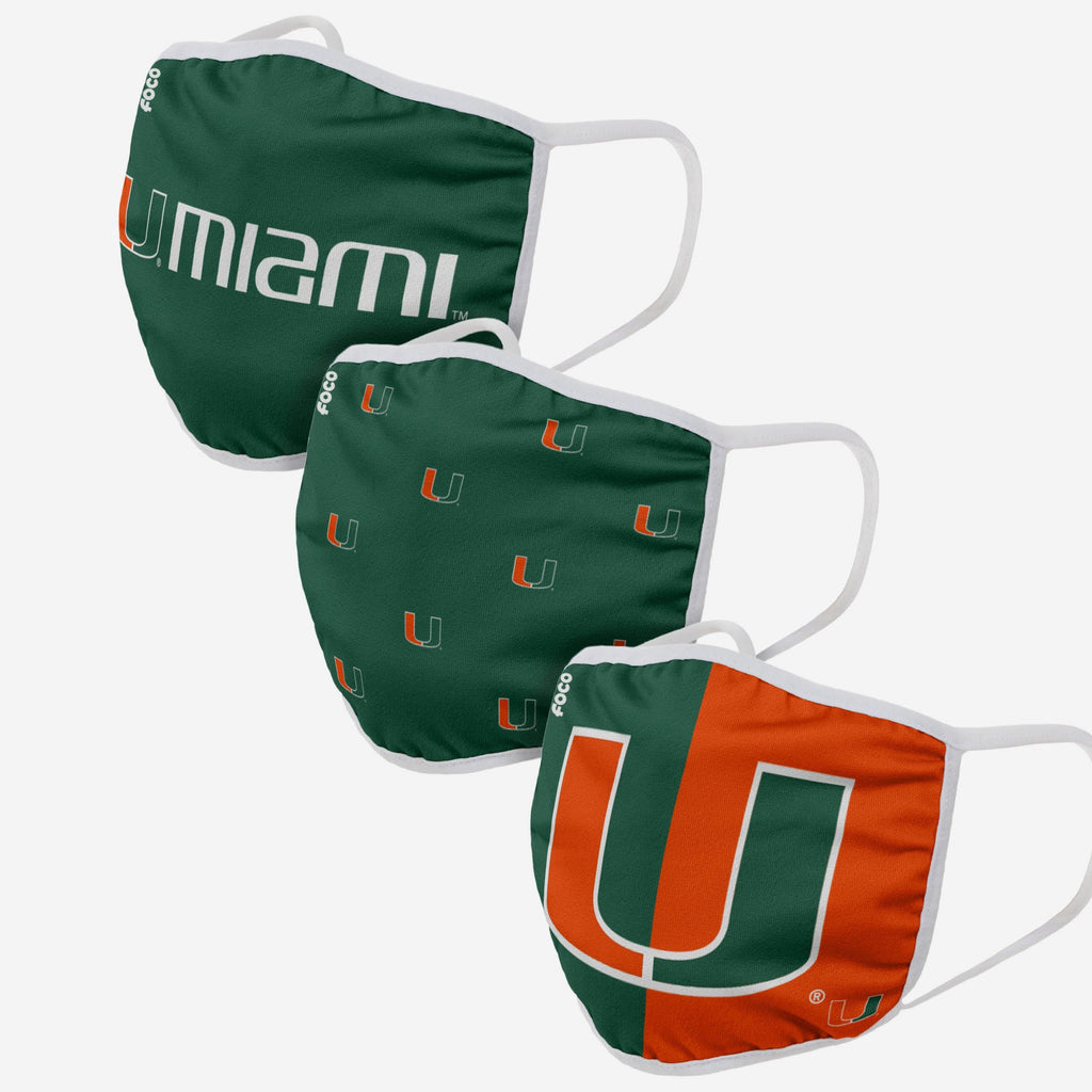 Miami Hurricanes 3 Pack Face Cover FOCO