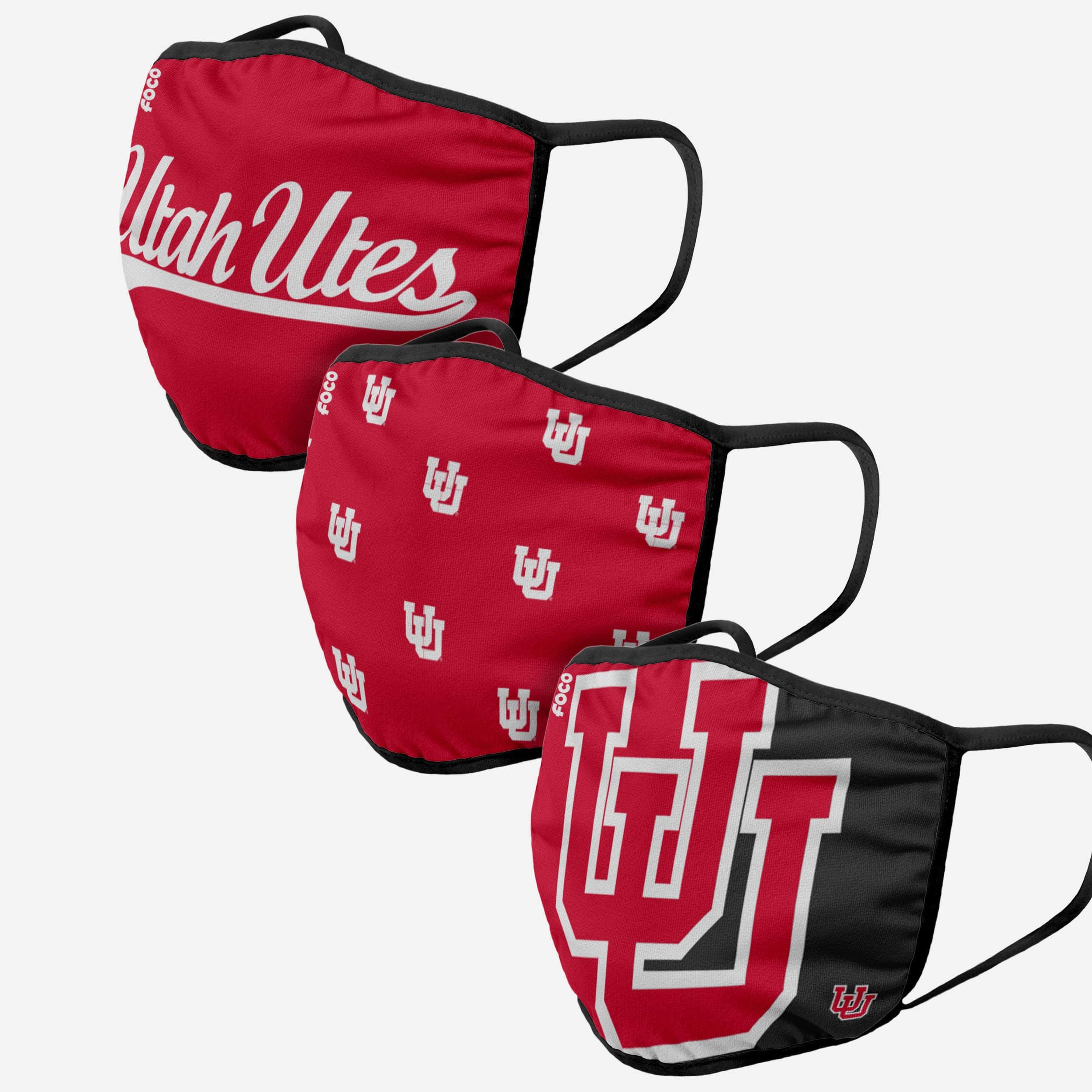 Utah Utes 3 Pack Face Cover FOCO