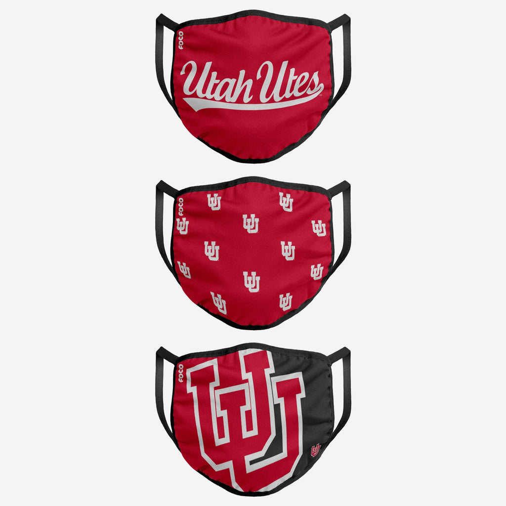 Utah Utes 3 Pack Face Cover FOCO