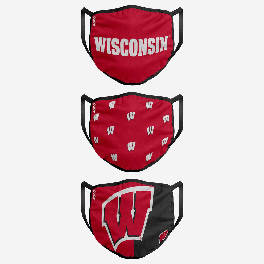 Wisconsin Badgers 3 Pack Face Cover FOCO