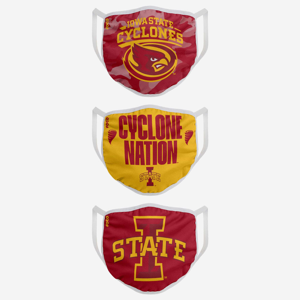Iowa State Cyclones Super Fan 3 Pack Face Cover FOCO