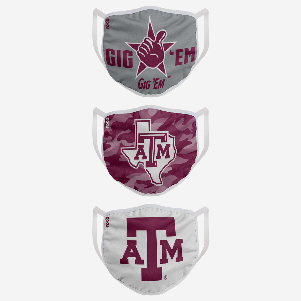 Texas A&M Aggies Super Fan 3 Pack Face Cover FOCO