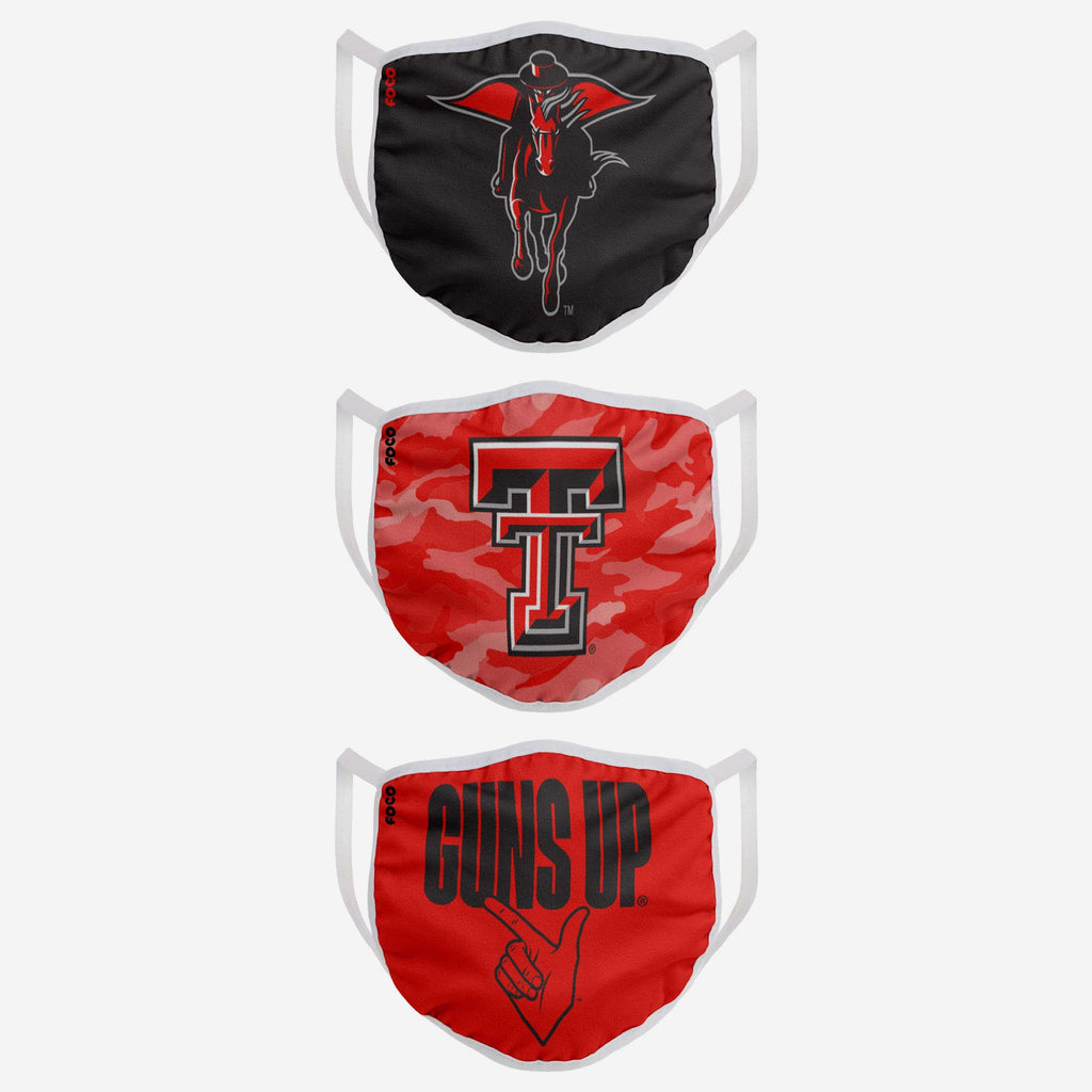 Texas Tech Red Raiders Super Fan 3 Pack Face Cover FOCO