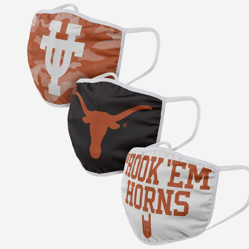 Texas Longhorns Super Fan 3 Pack Face Cover FOCO