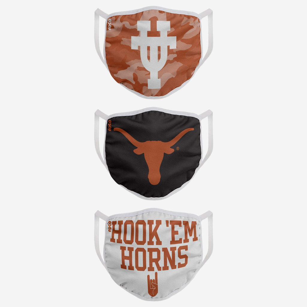 Texas Longhorns Super Fan 3 Pack Face Cover FOCO