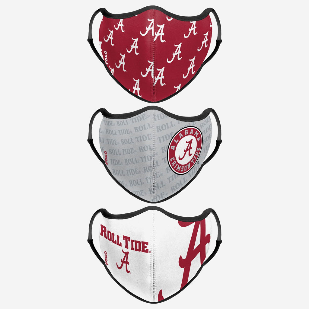 Alabama Crimson Tide Thematic Sport 3 Pack Face Cover FOCO