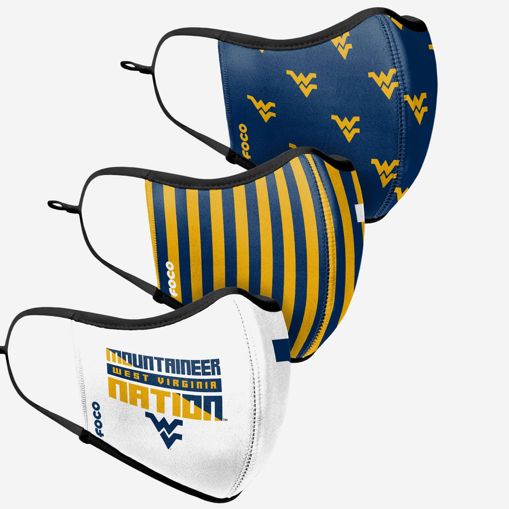 West Virginia Mountaineers Thematic Sport 3 Pack Face Cover FOCO
