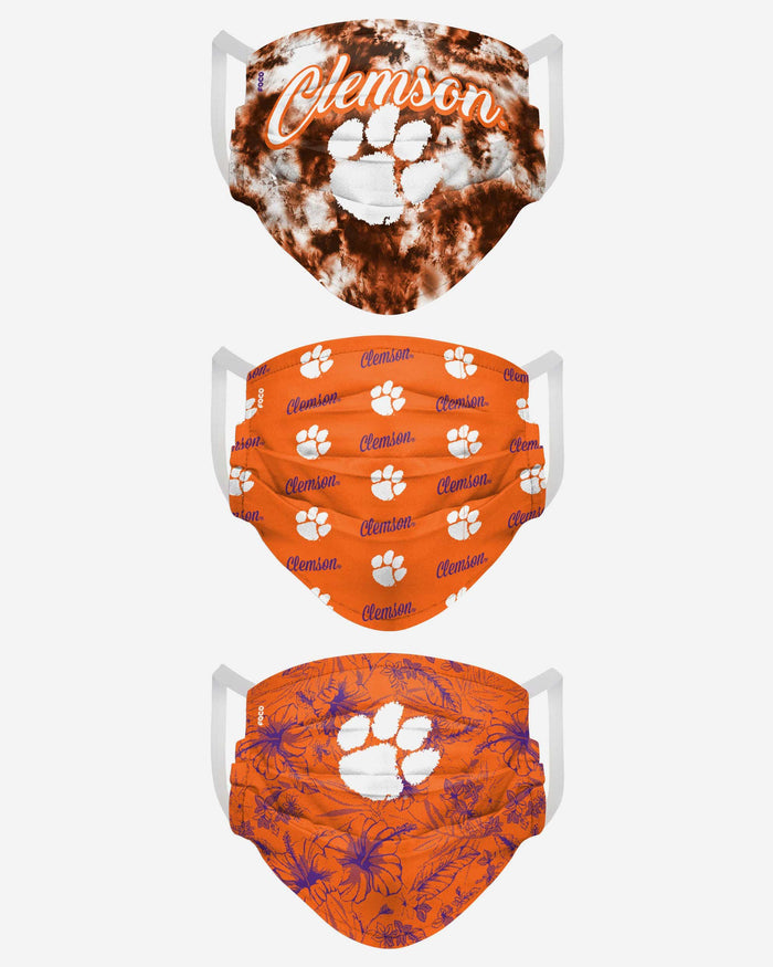 Clemson Tigers Womens Matchday 3 Pack Face Cover FOCO