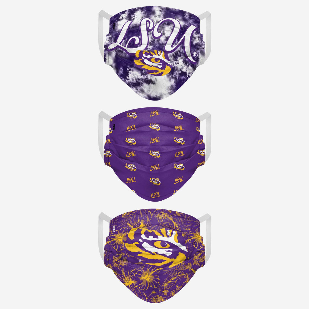 LSU Tigers Womens Matchday 3 Pack Face Cover FOCO