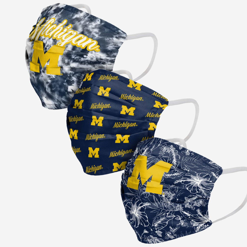 Michigan Wolverines Womens Matchday 3 Pack Face Cover FOCO