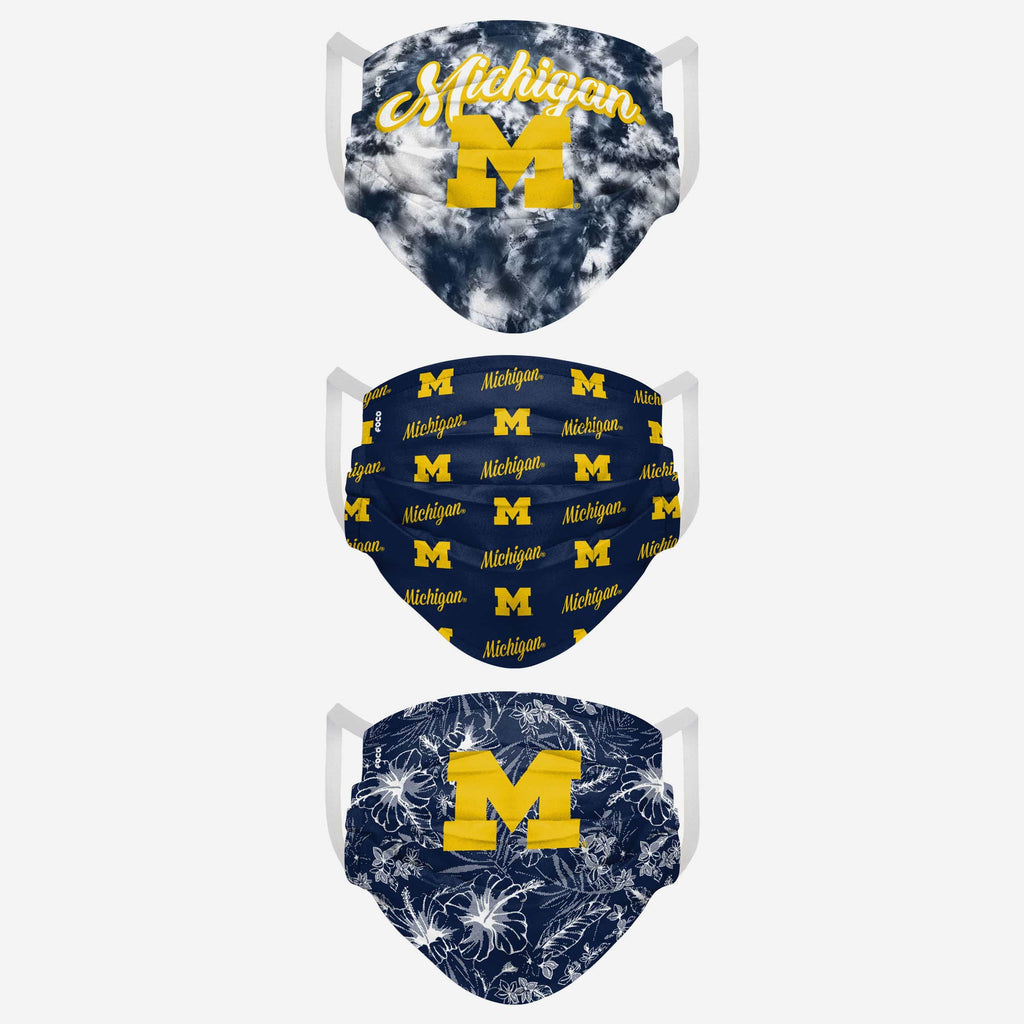 Michigan Wolverines Womens Matchday 3 Pack Face Cover FOCO