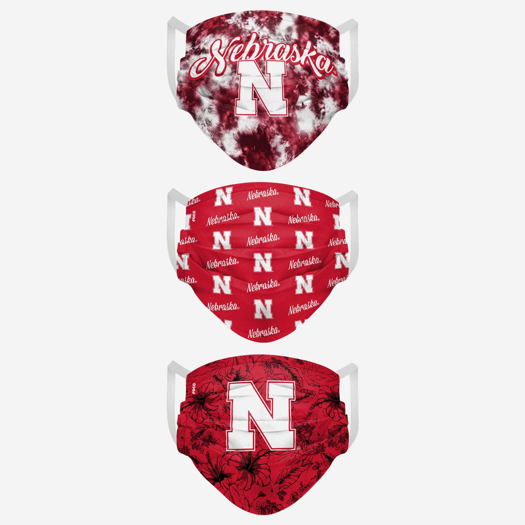 Nebraska Cornhuskers Womens Matchday 3 Pack Face Cover FOCO