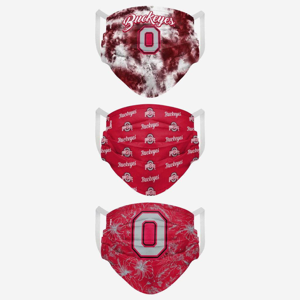 Ohio State Buckeyes Womens Matchday 3 Pack Face Cover FOCO