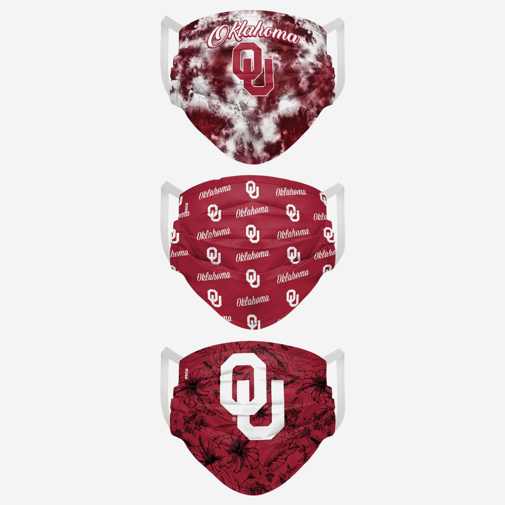 Oklahoma Sooners Womens Matchday 3 Pack Face Cover FOCO