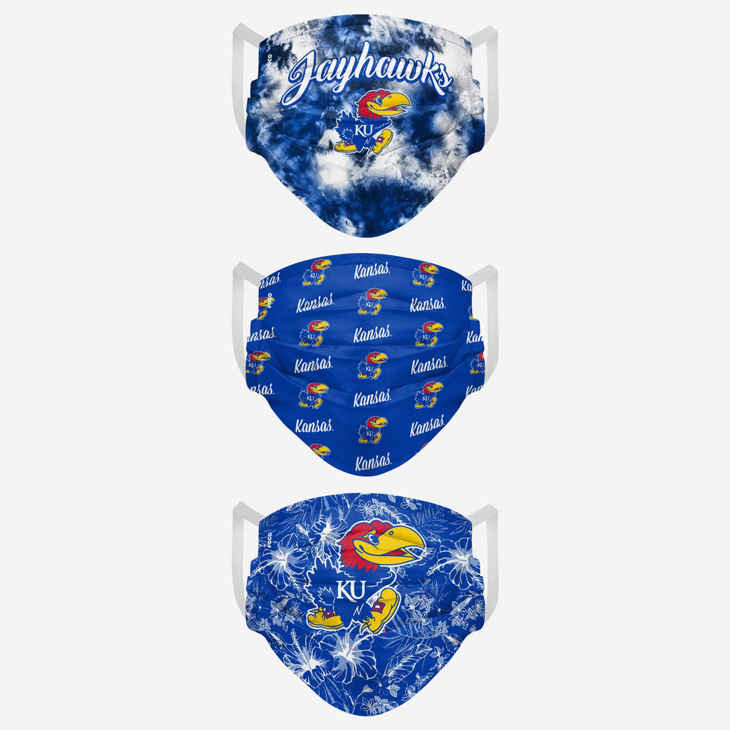 Kansas Jayhawks Womens Matchday 3 Pack Face Cover FOCO