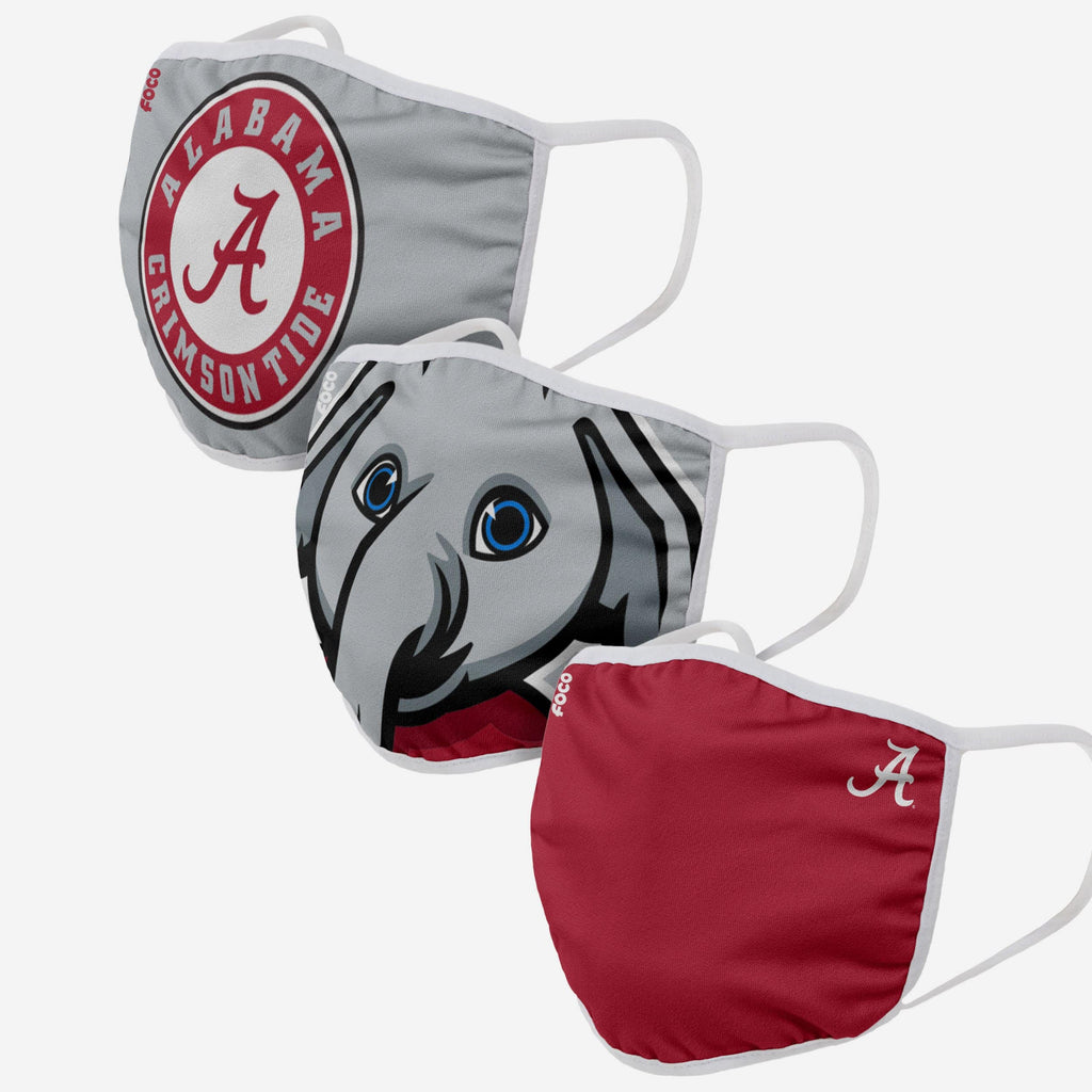 Alabama Crimson Tide Big Al Mascot 3 Pack Face Cover FOCO