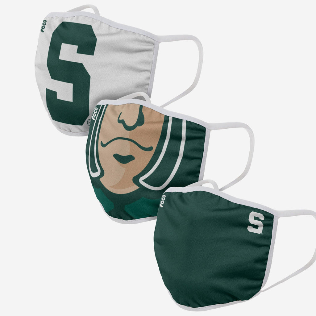 Michigan State Spartans Sparty Mascot 3 Pack Face Cover FOCO