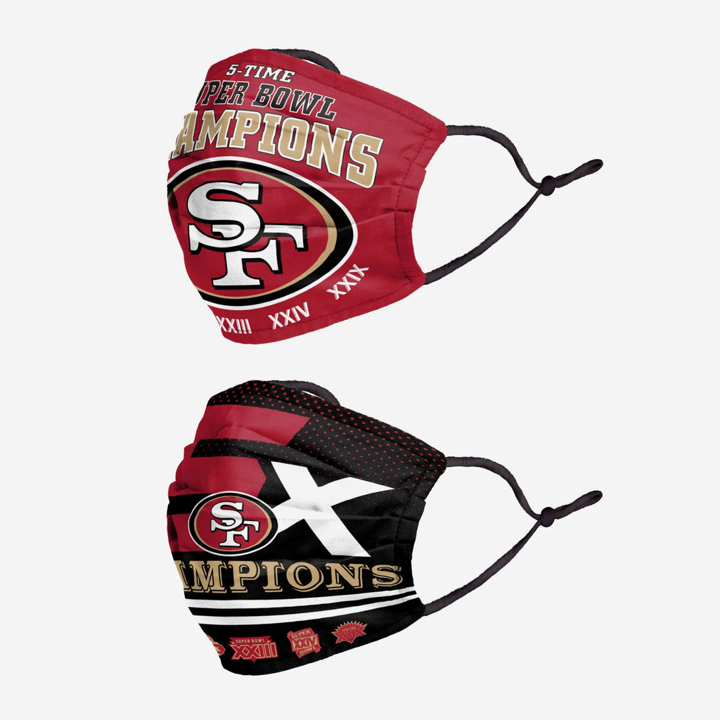 San Francisco 49ers Thematic Champions Adjustable 2 Pack Face Cover FOCO
