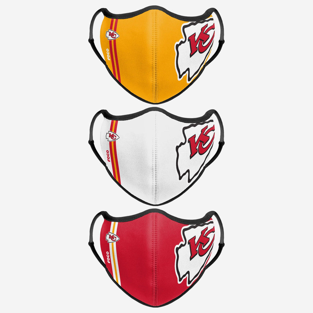 Kansas City Chiefs Sport 3 Pack Face Cover FOCO