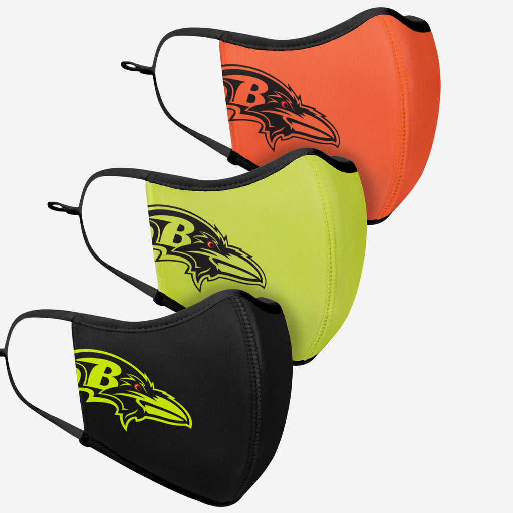 Baltimore Ravens Highlights Sport 3 Pack Face Cover FOCO