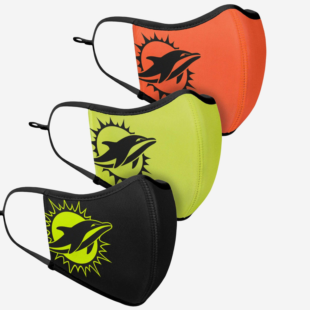 Miami Dolphins Highlights Sport 3 Pack Face Cover FOCO