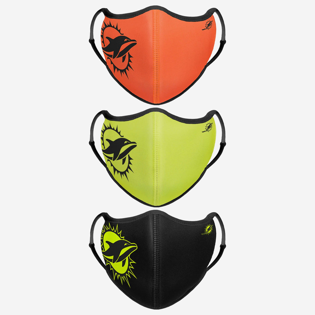 Miami Dolphins Highlights Sport 3 Pack Face Cover FOCO