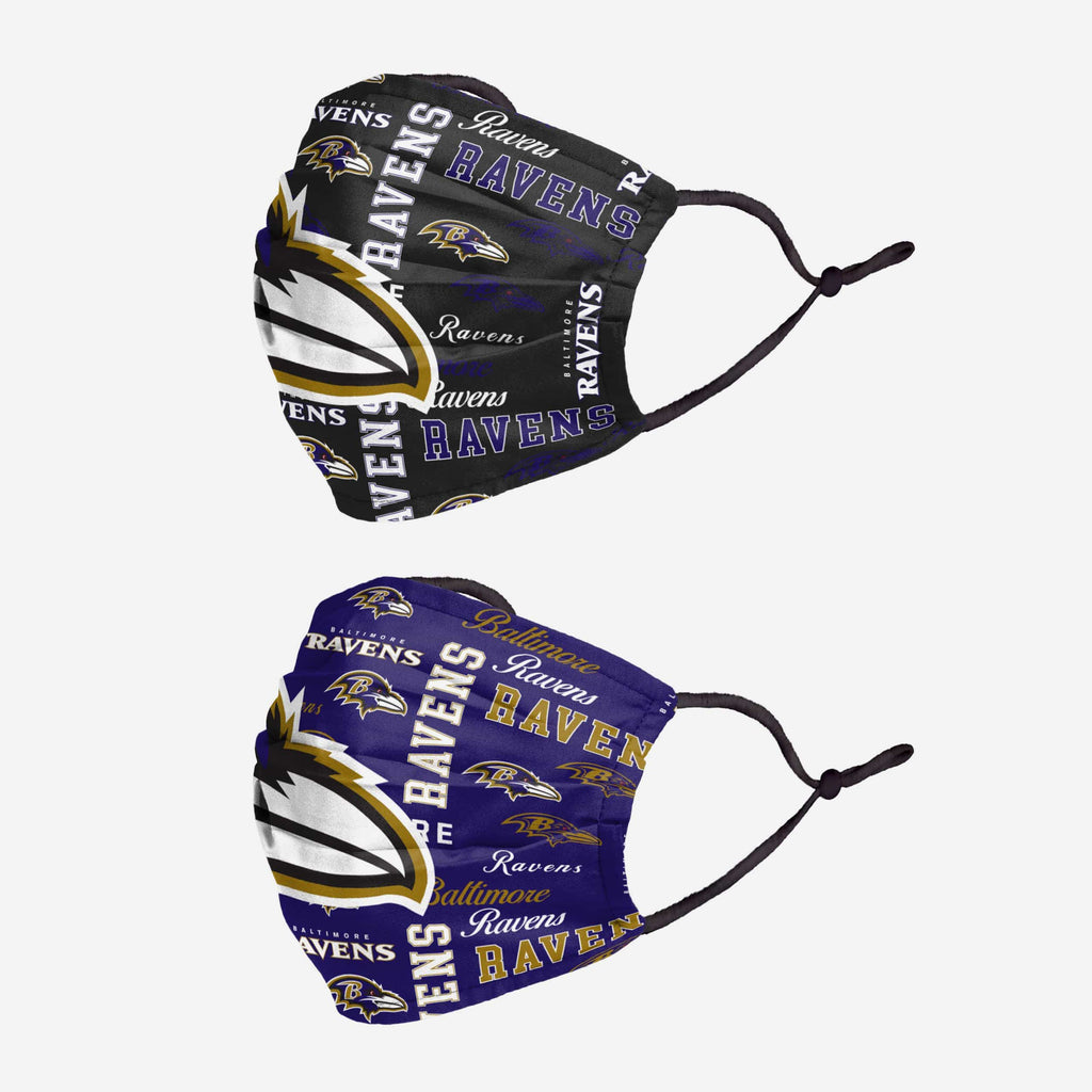 Baltimore Ravens Logo Rush Adjustable 2 Pack Face Cover FOCO