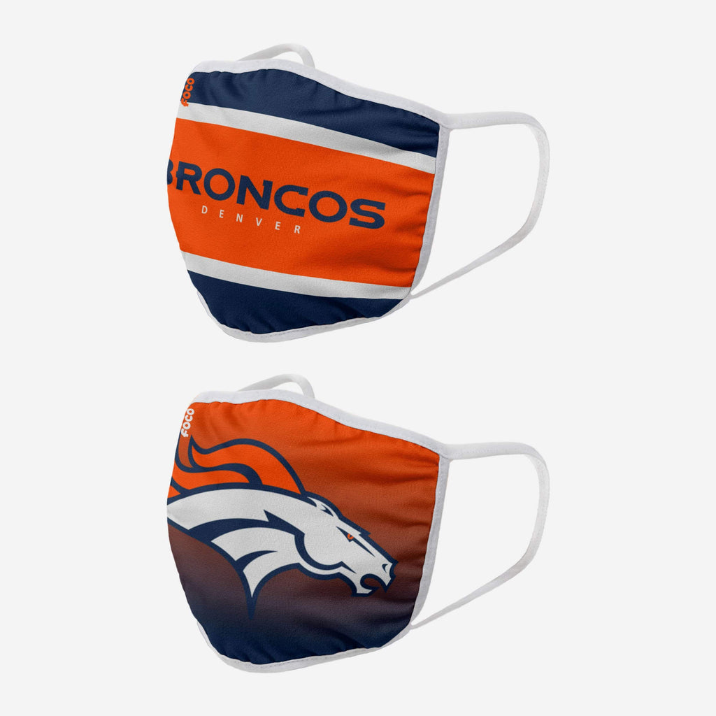 Denver Broncos Printed 2 Pack Face Cover FOCO