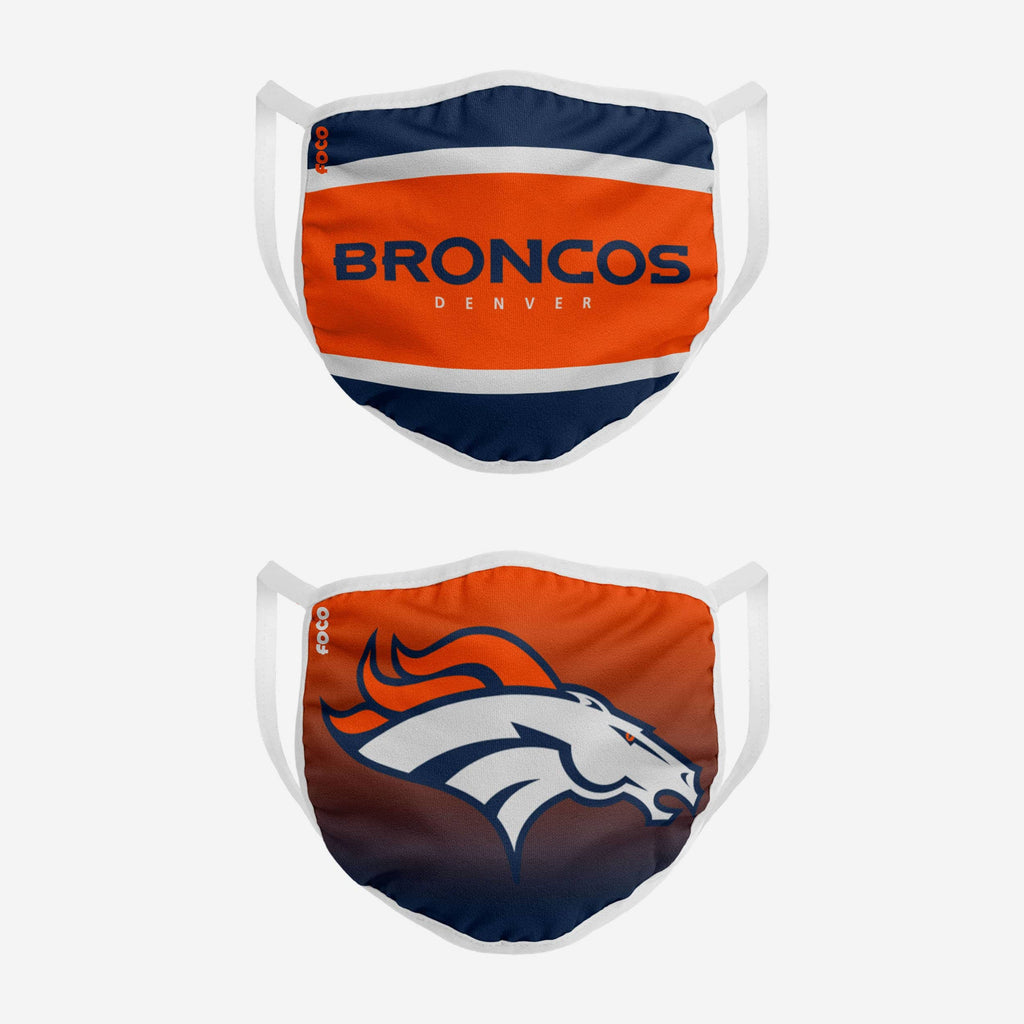 Denver Broncos Printed 2 Pack Face Cover FOCO