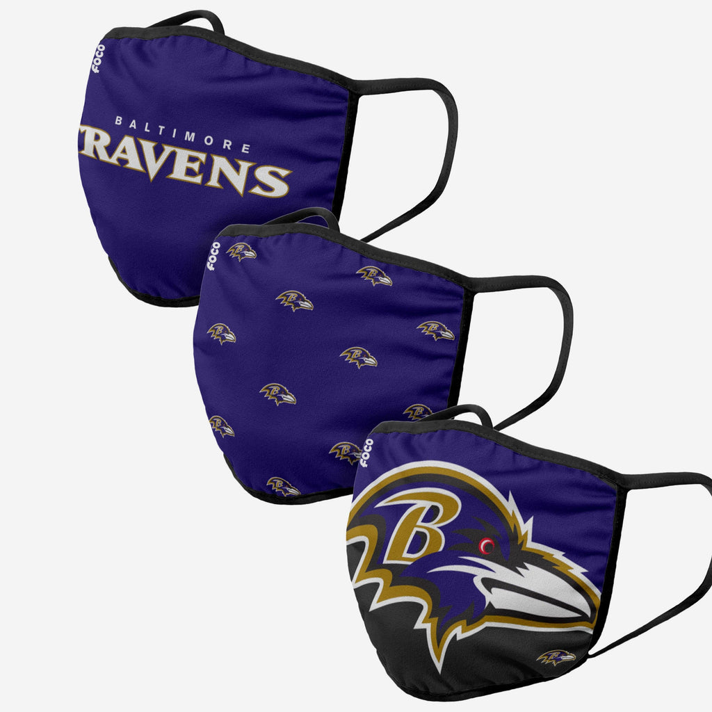 Baltimore Ravens 3 Pack Face Cover FOCO