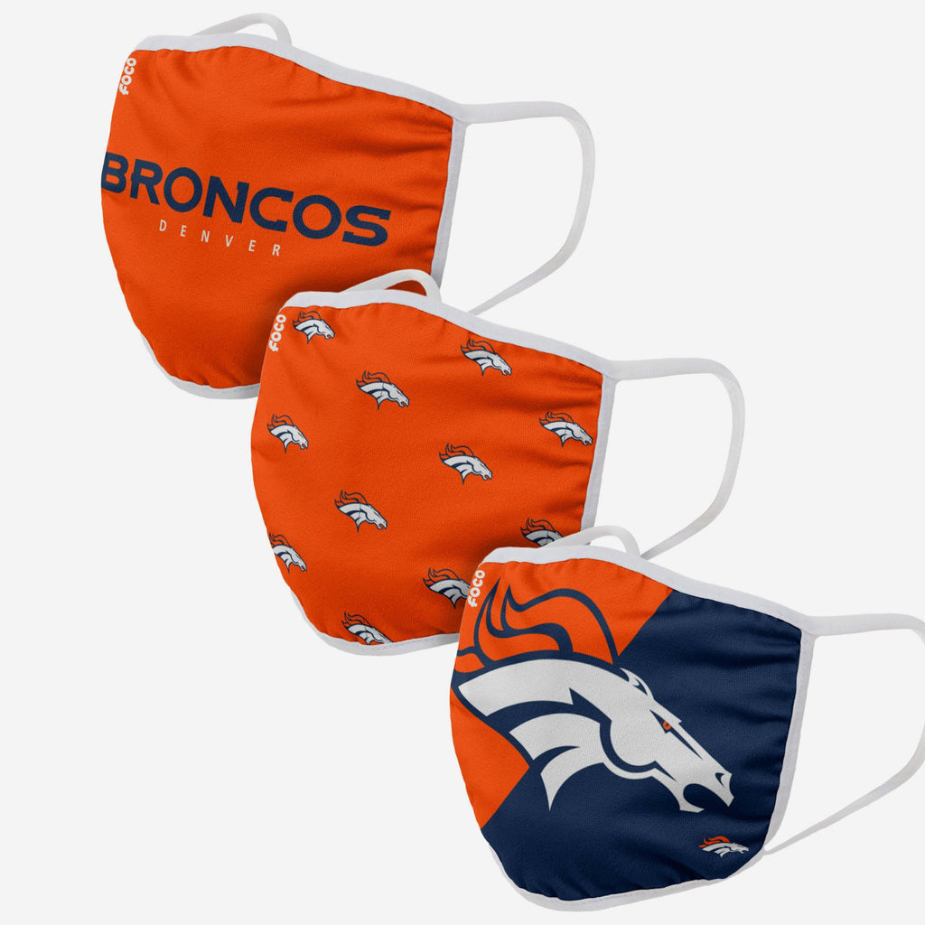 Denver Broncos 3 Pack Face Cover FOCO