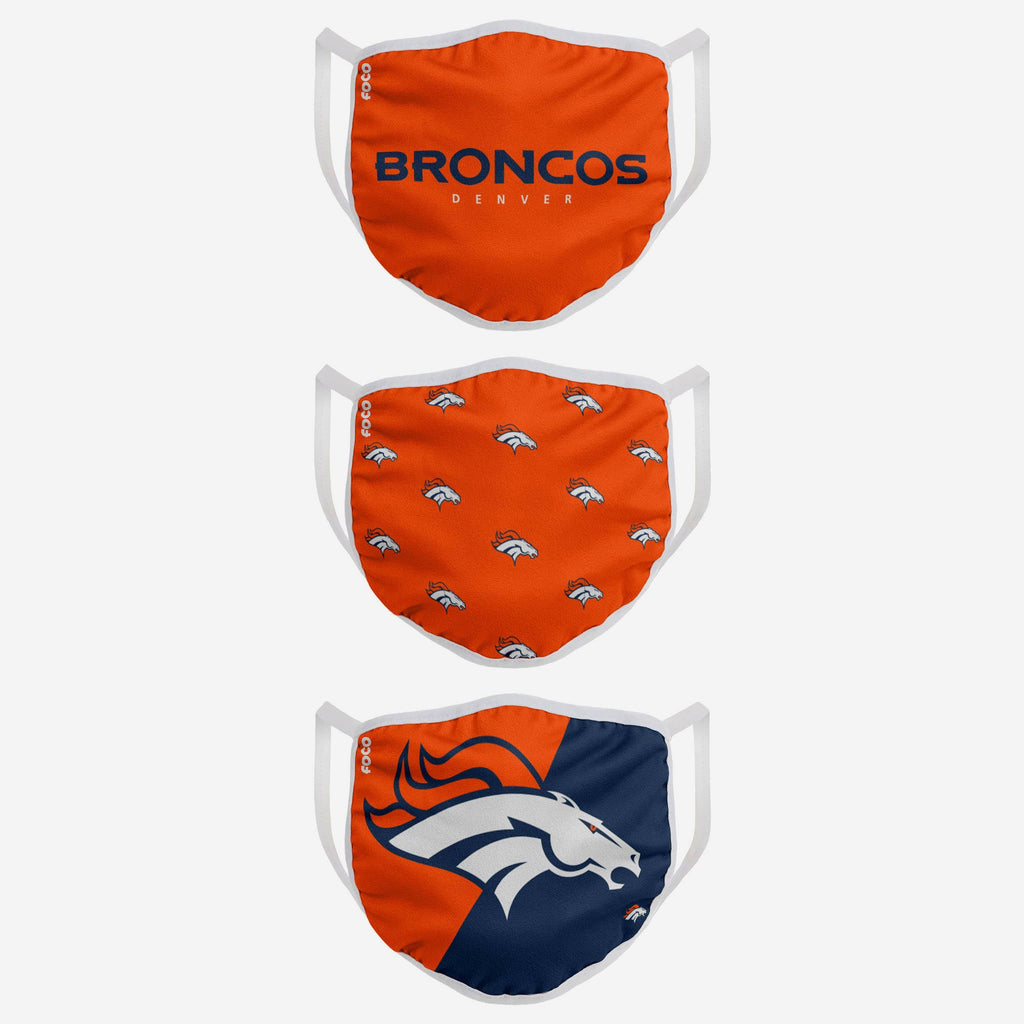 Denver Broncos 3 Pack Face Cover FOCO