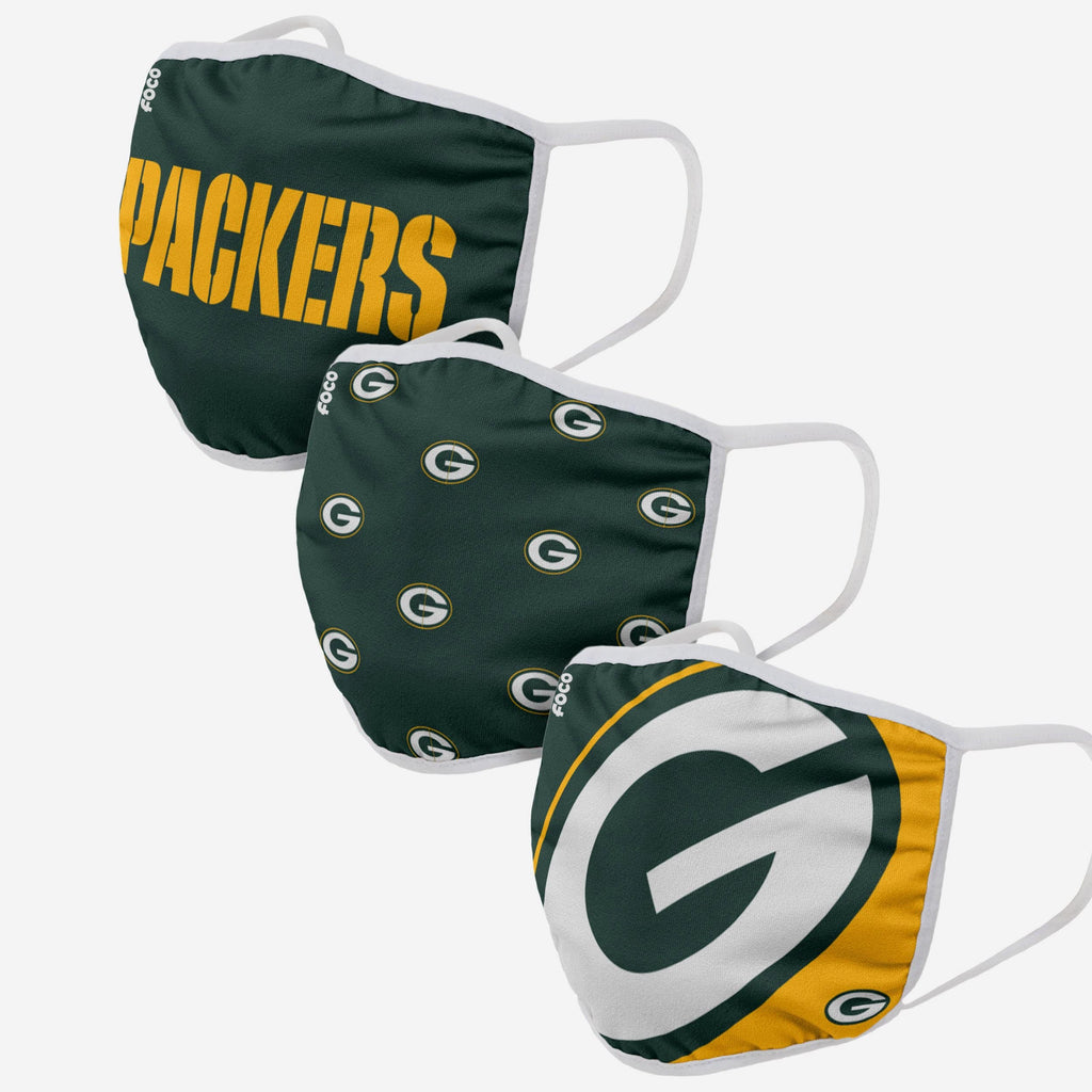 Green Bay Packers 3 Pack Face Cover FOCO