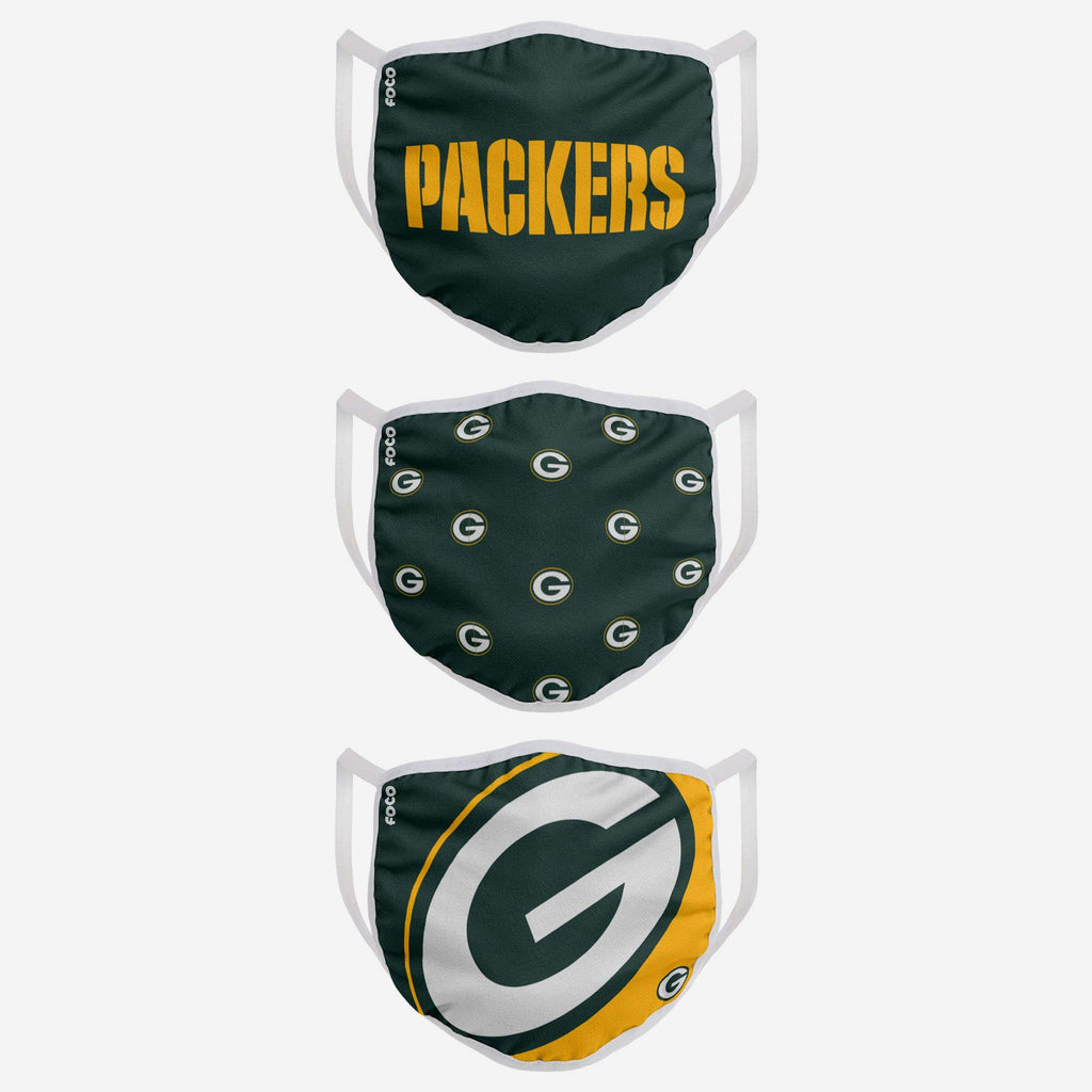Green Bay Packers 3 Pack Face Cover FOCO