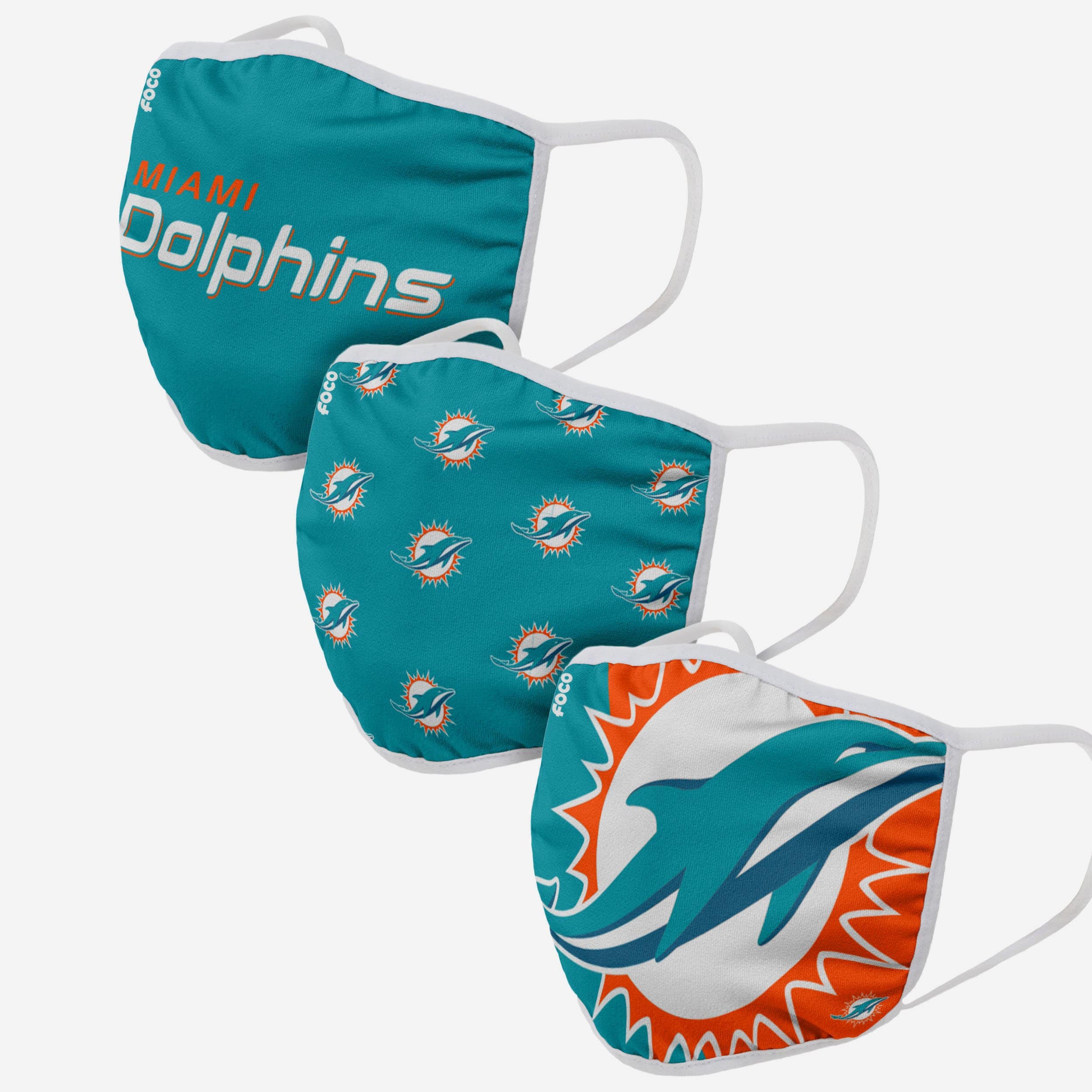 Miami Dolphins 3 Pack Face Cover FOCO