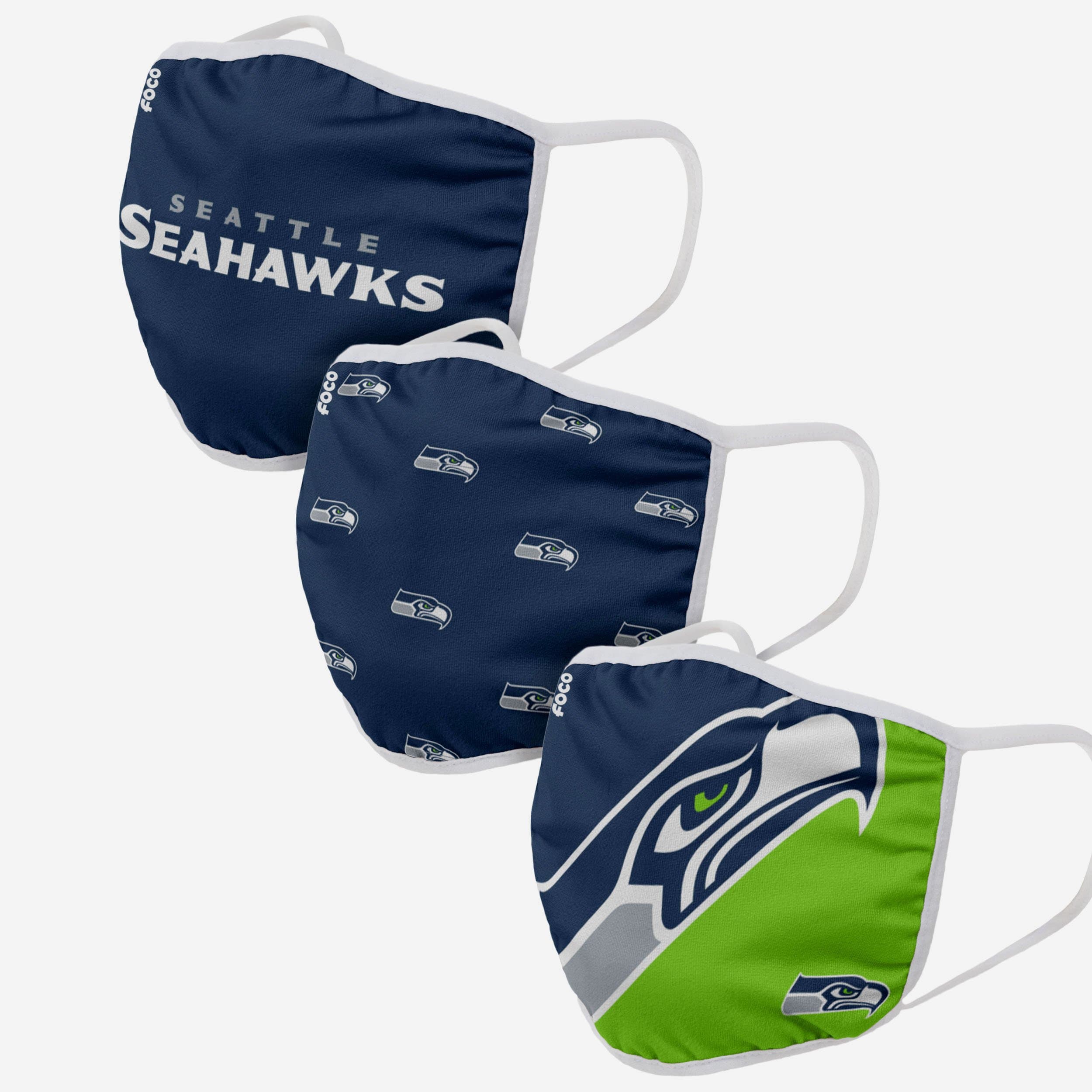 Seattle Seahawks 3 Pack Face Cover FOCO