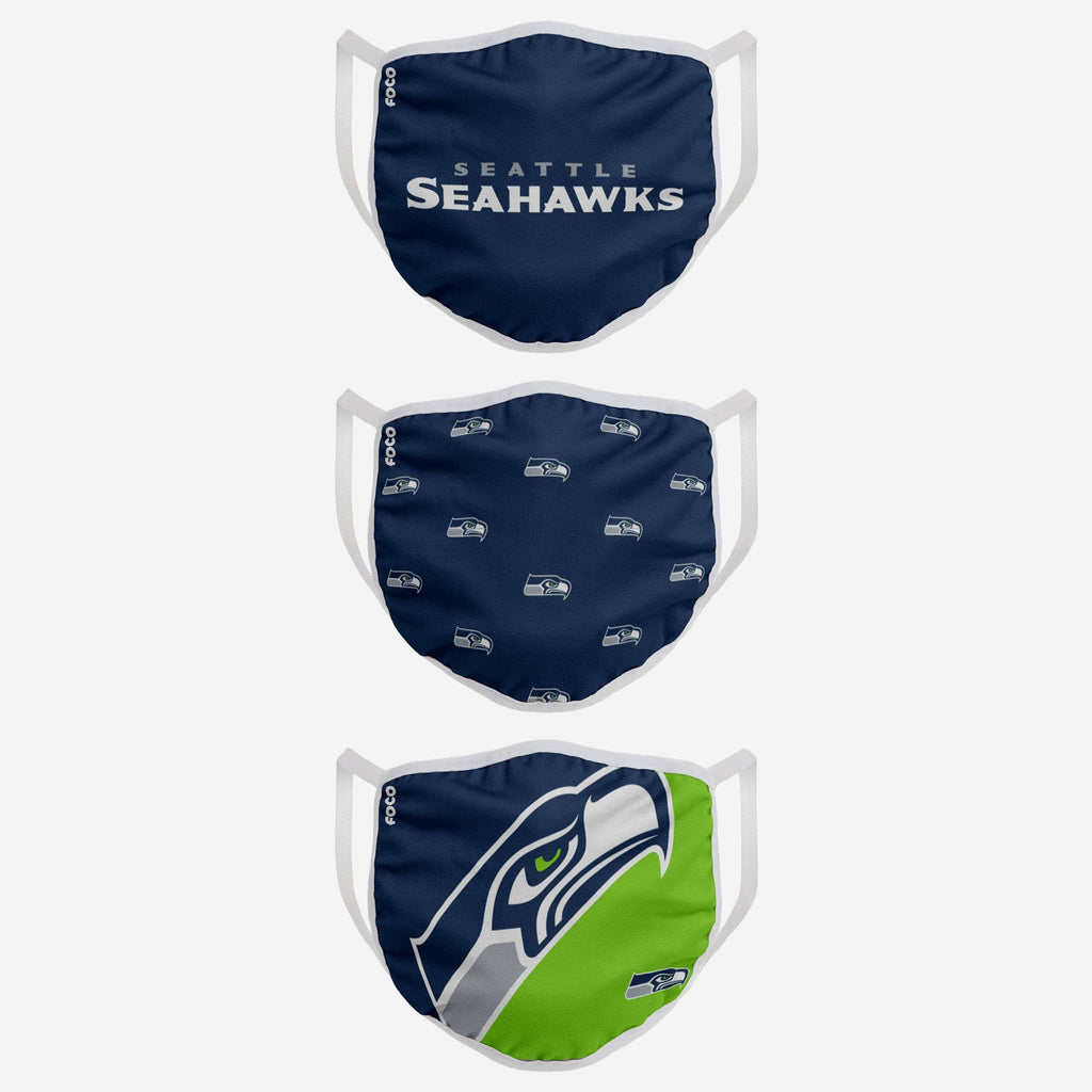 Seattle Seahawks 3 Pack Face Cover FOCO
