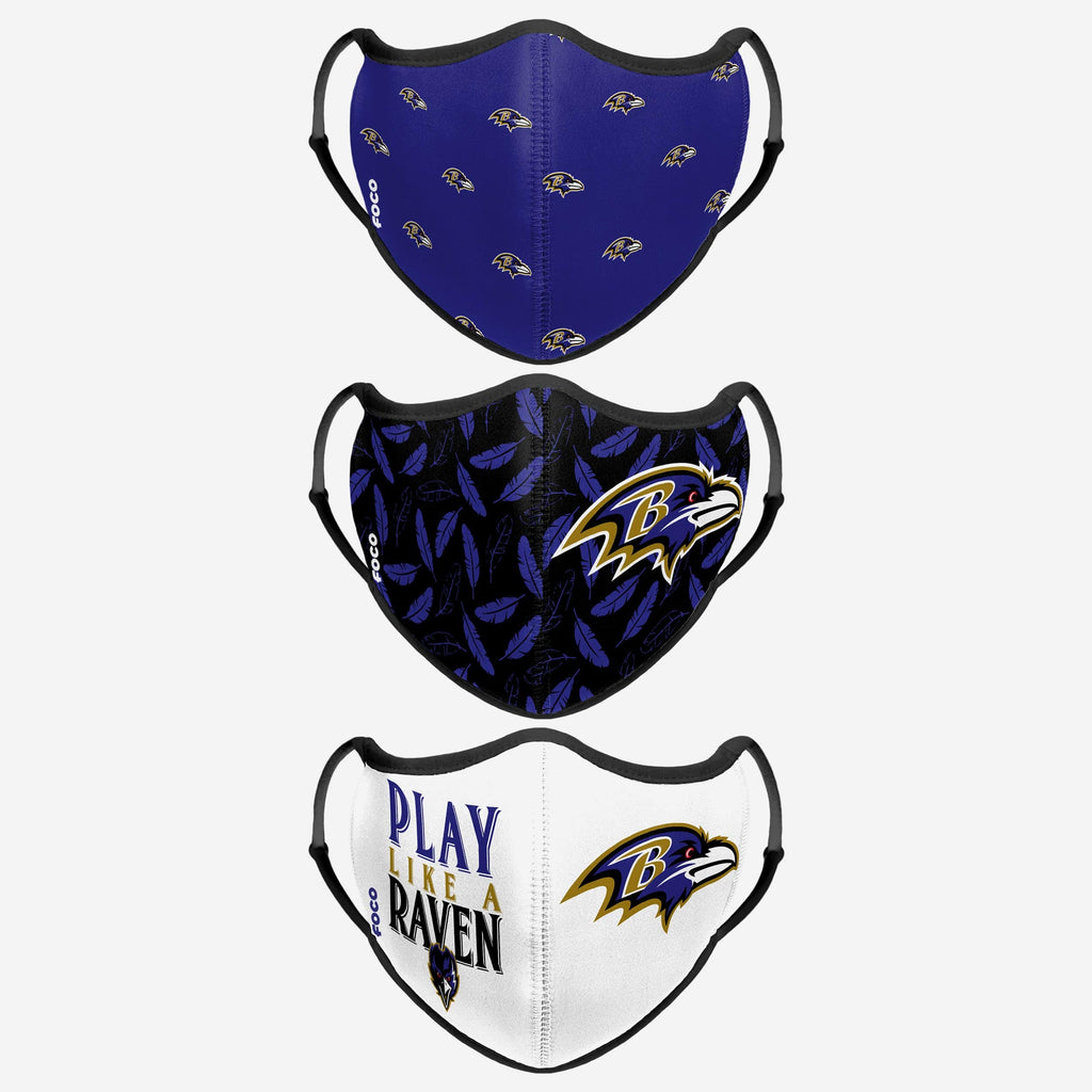 Baltimore Ravens Thematic Sport 3 Pack Face Cover FOCO