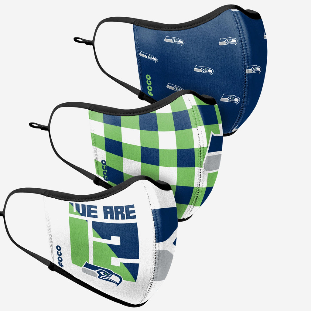 Seattle Seahawks Thematic Sport 3 Pack Face Cover FOCO