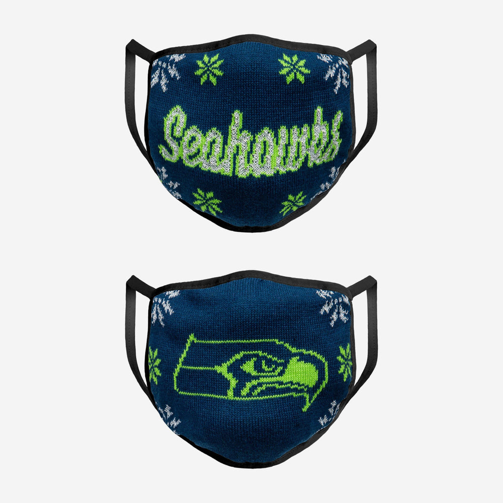 Seattle Seahawks Womens Knit 2 Pack Face Cover FOCO