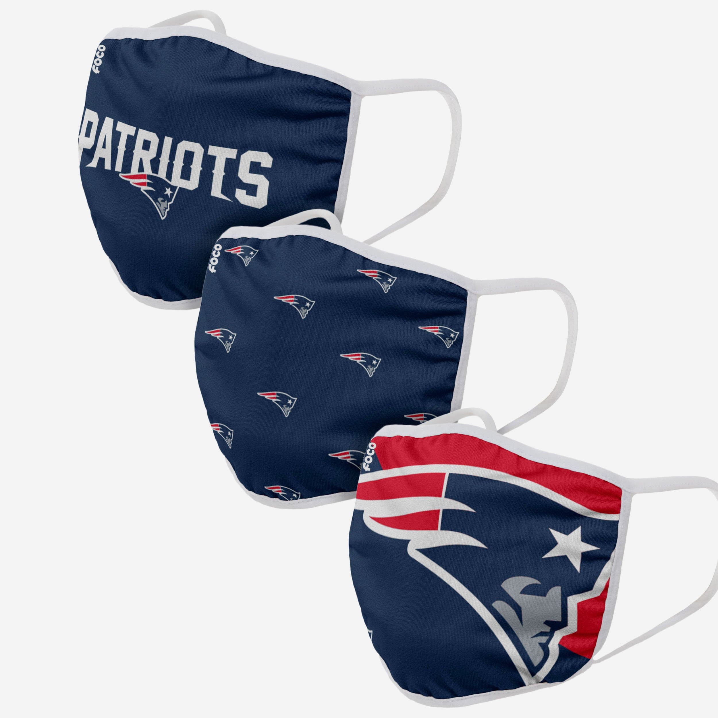 New England Patriots 3 Pack Face Cover FOCO