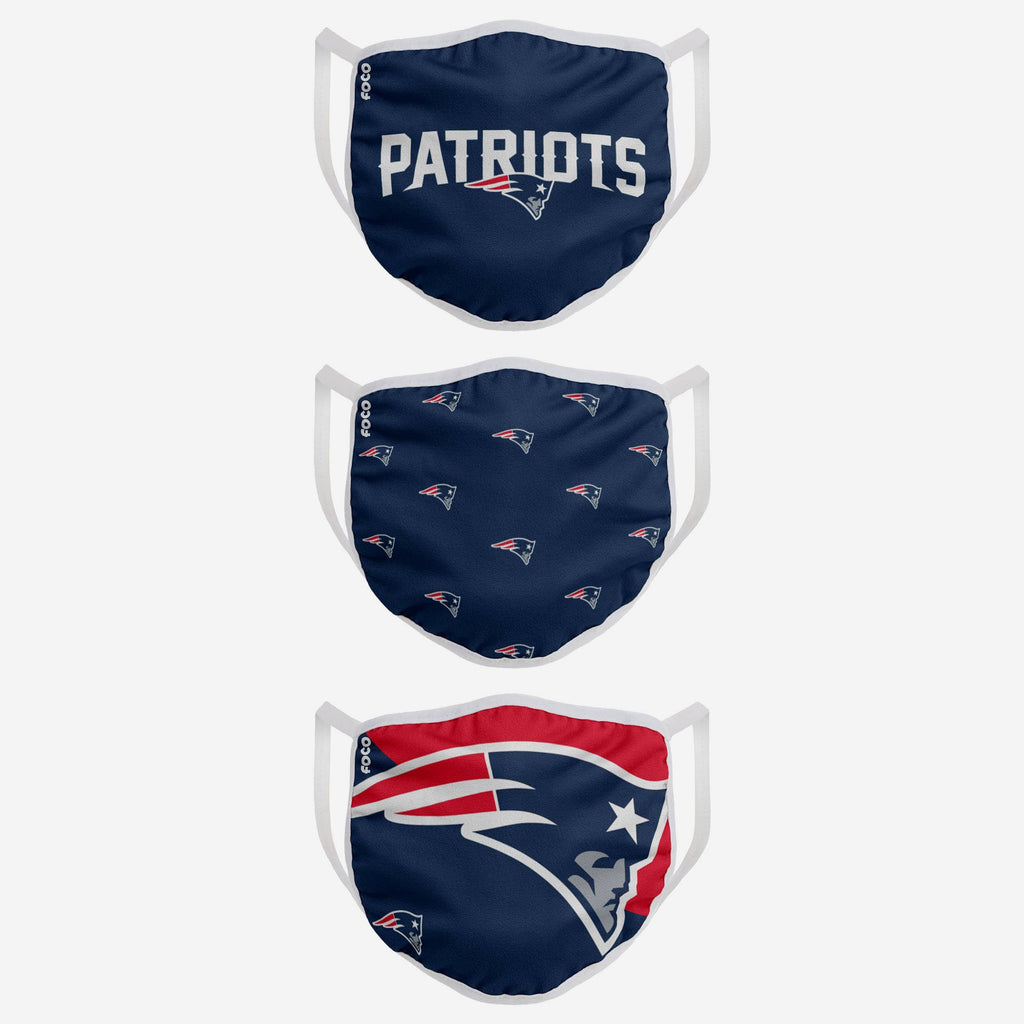 New England Patriots 3 Pack Face Cover FOCO