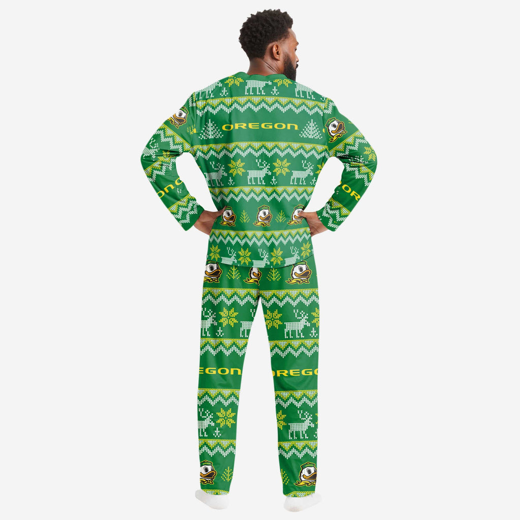 Oregon Ducks Mens Ugly Pattern Family Holiday Pajamas FOCO