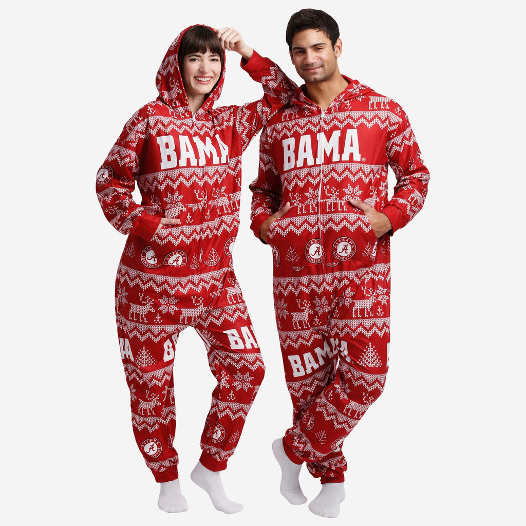 Alabama Crimson Tide Ugly Pattern One Piece Pajamas FOCO