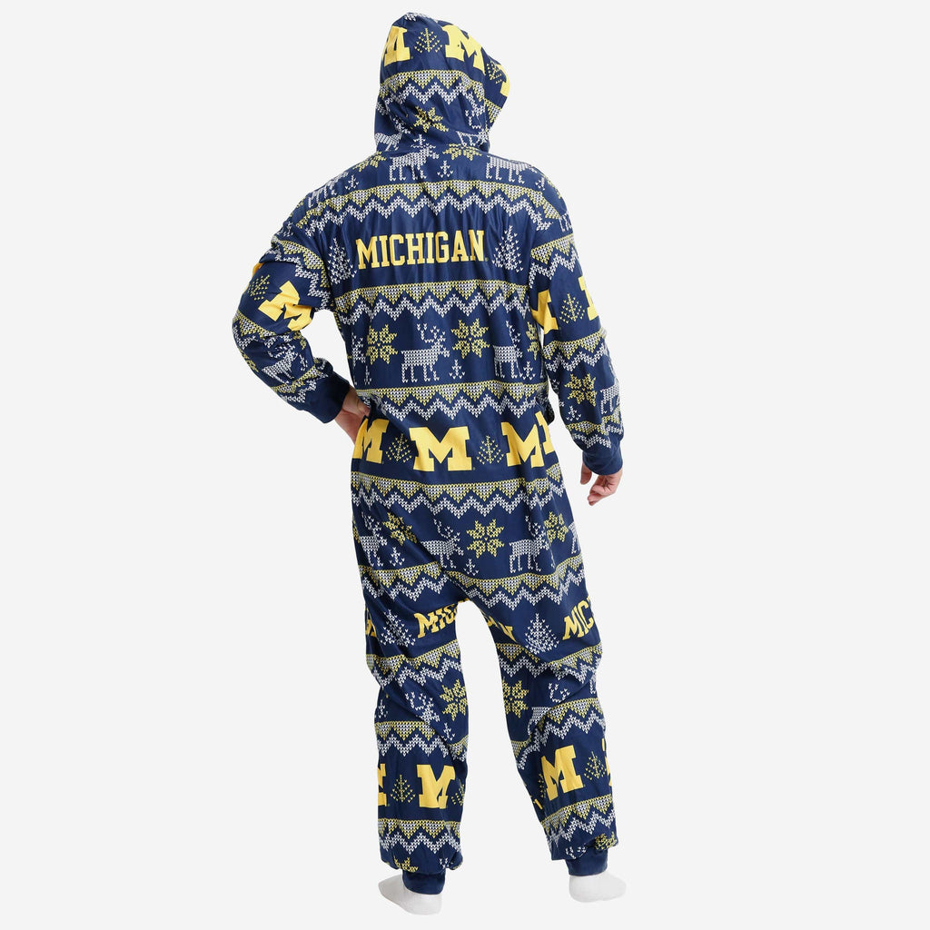 Michigan Wolverines Ugly Pattern One Piece Pajamas FOCO