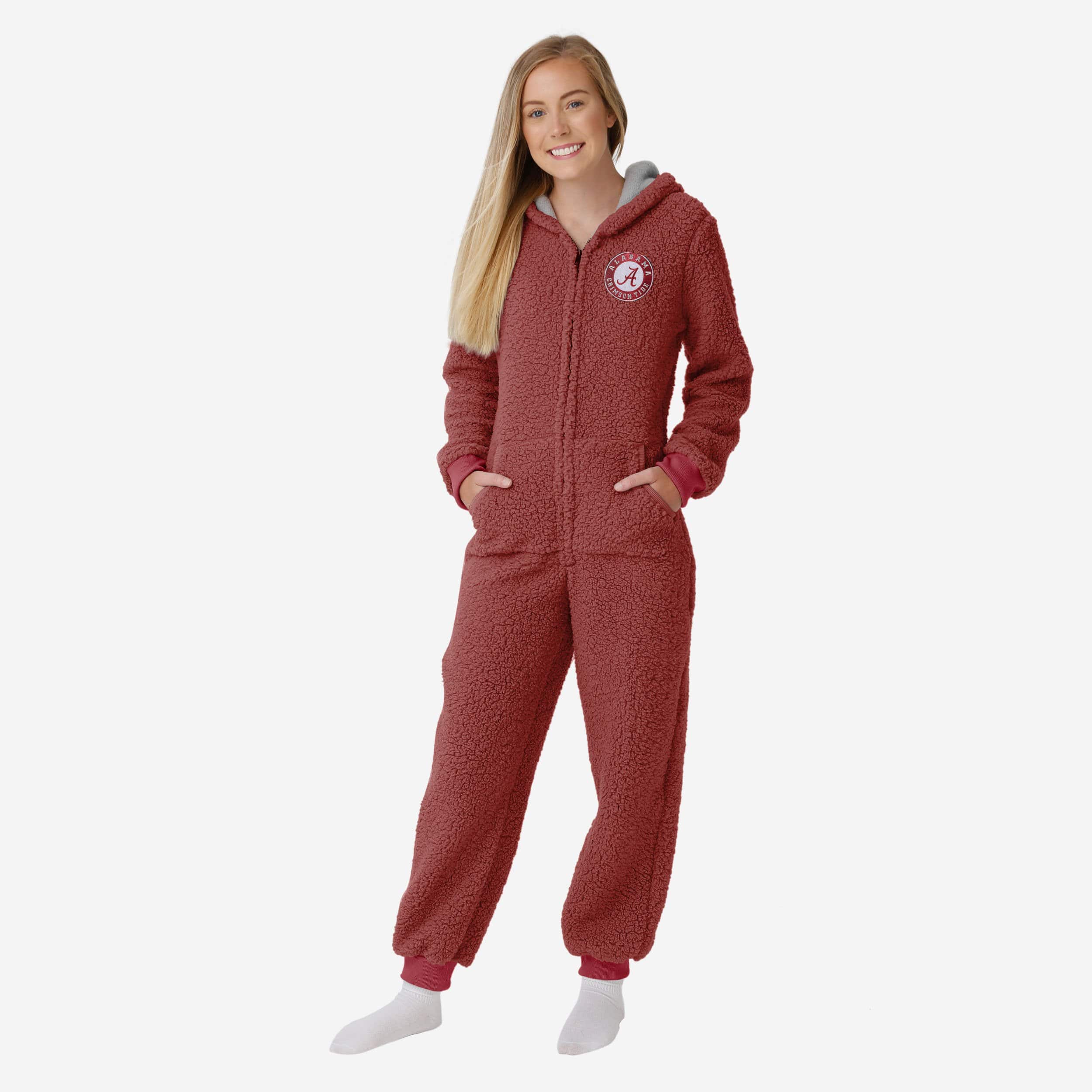 Alabama Crimson Tide Womens Sherpa One Piece Pajamas FOCO