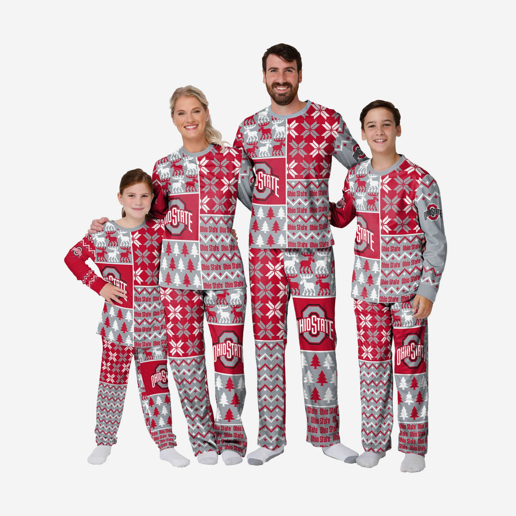 Ohio State Buckeyes Womens Busy Block Family Holiday Pajamas FOCO